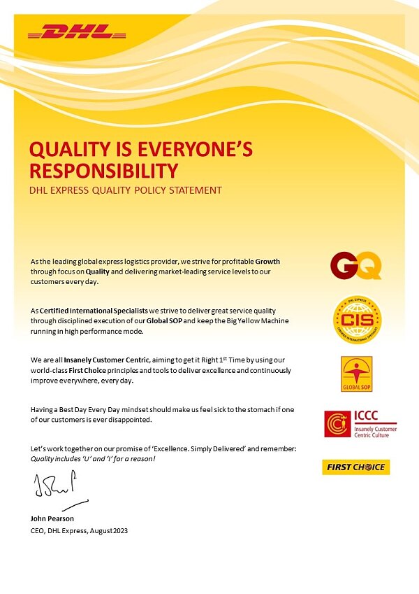 Quality Policy Statement | DHL EXPRESS